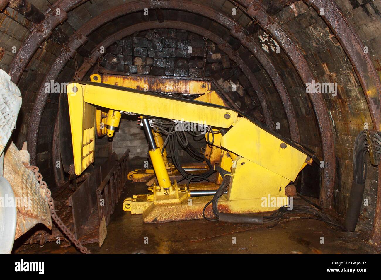 Mine railway in undergroud. Modern coal mine . Real underground post ...