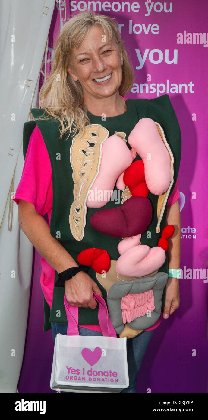 Nurse Jane Monks wears an external body suit displaying the organs of ...