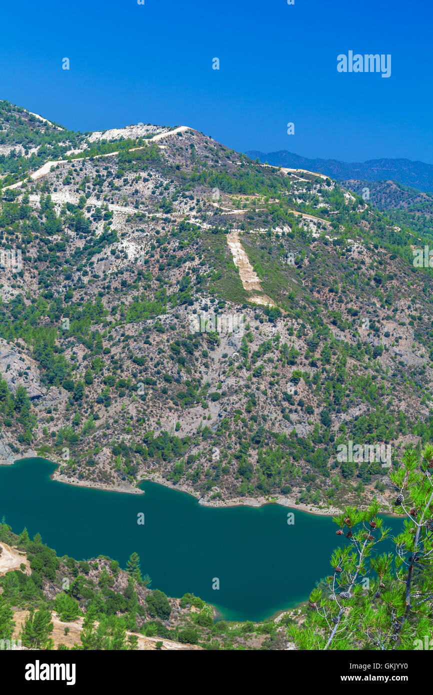 Kouris dam with reservoir, the largest of a network of 107 dams, 15 km ...