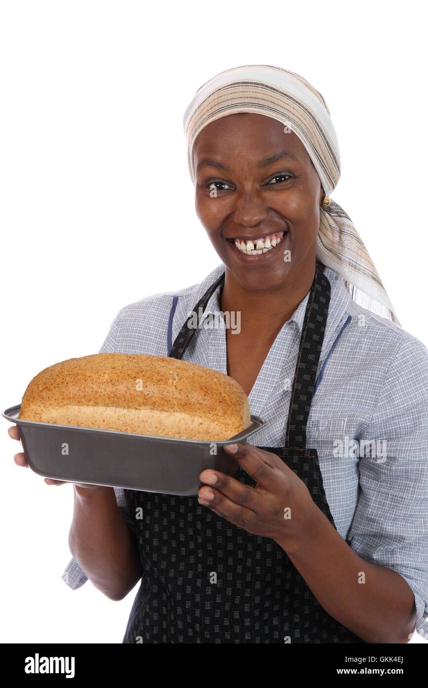 African american baker holding bread hi-res stock photography and ...
