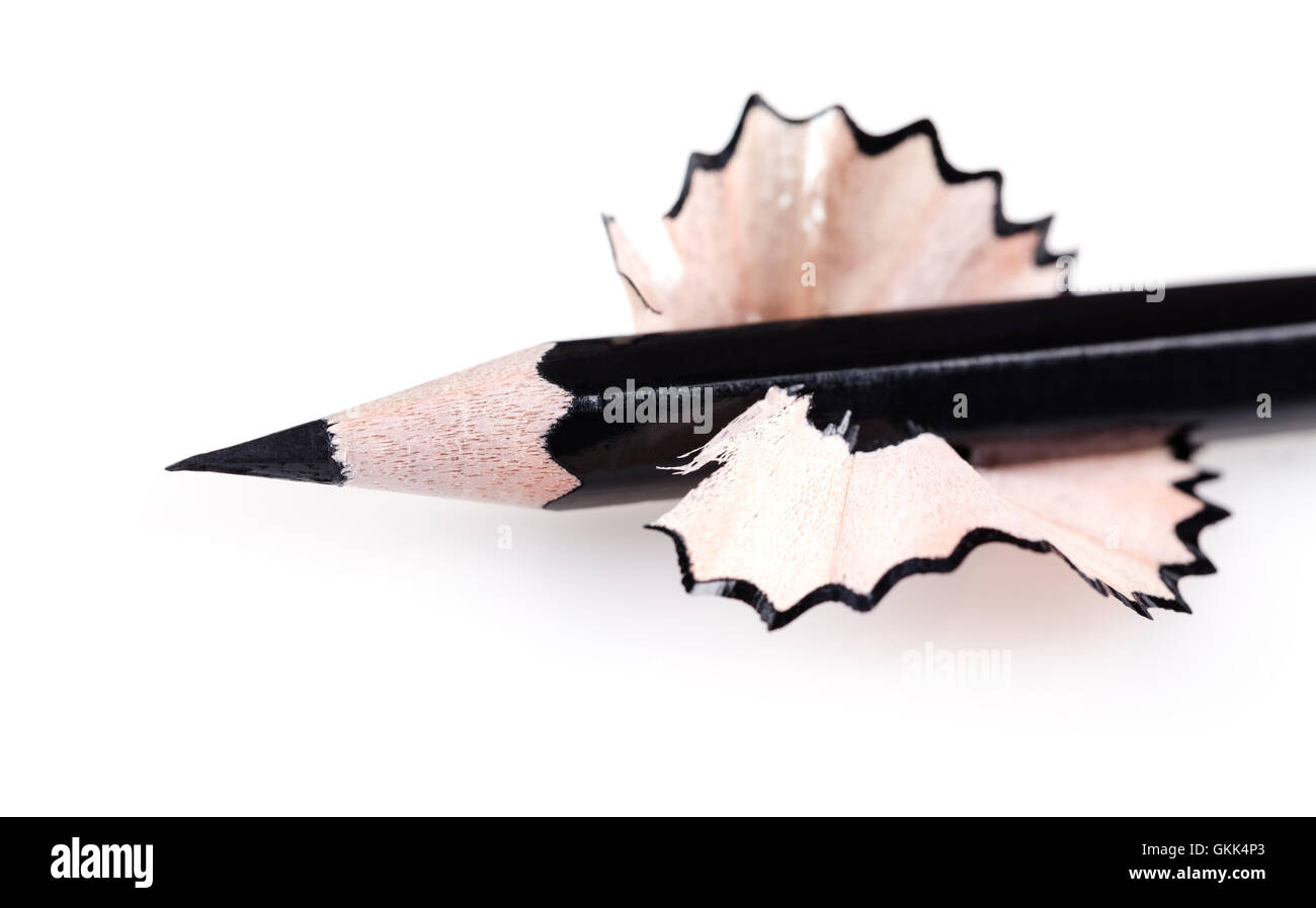 black sharpened pencil close-up on a white background Stock Photo - Alamy