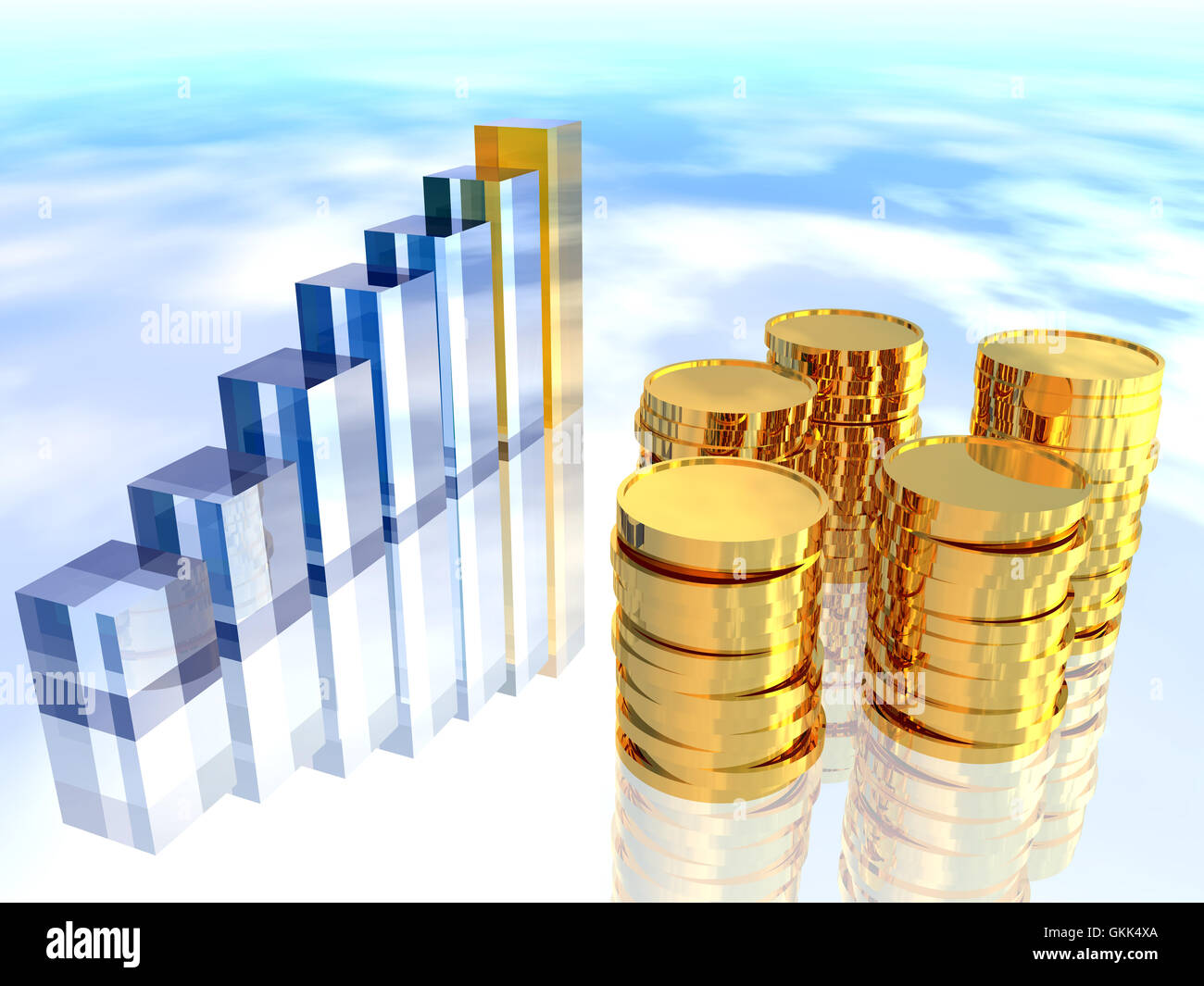 diagram and coins of gold Stock Photo - Alamy