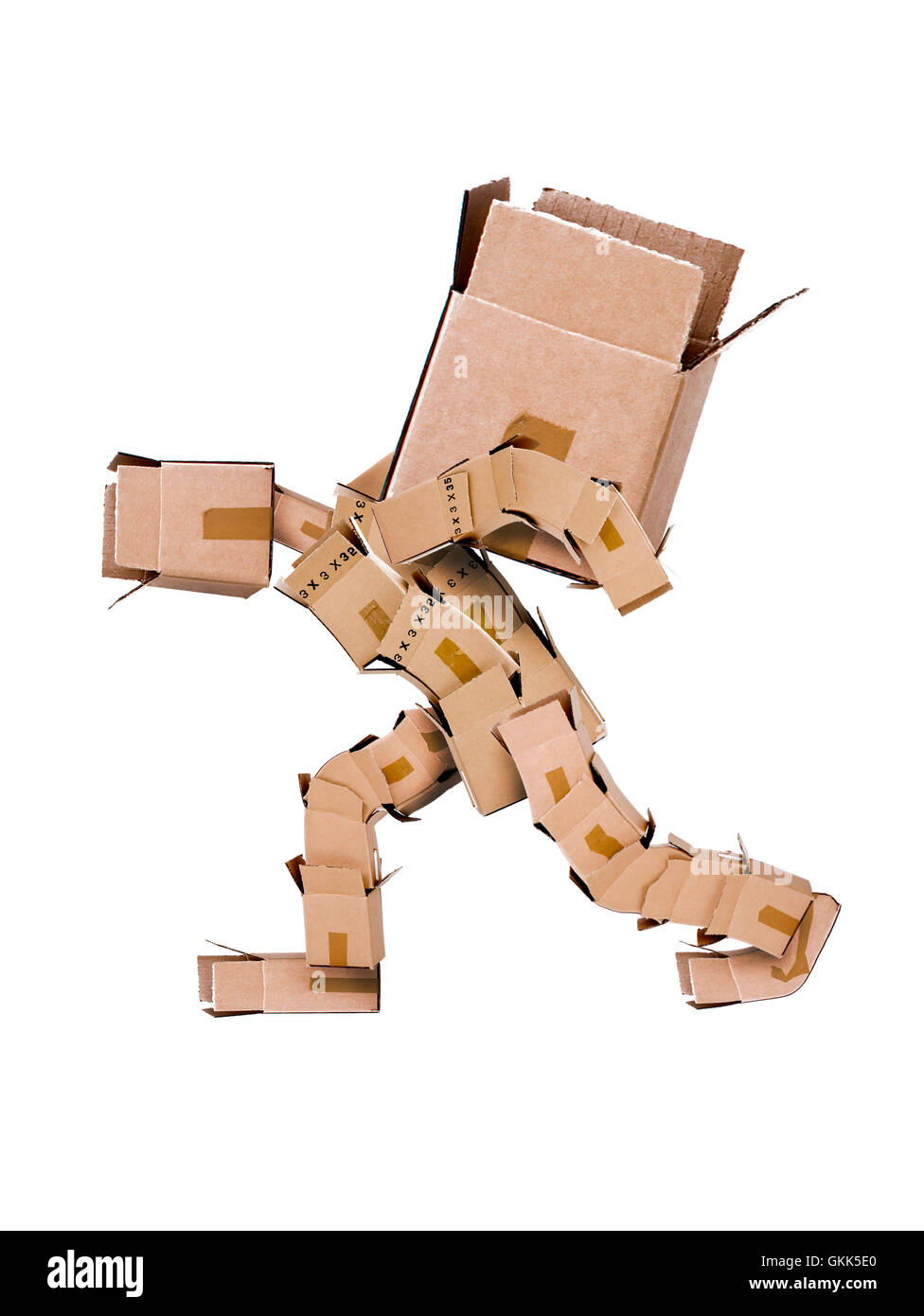 Box character hauling large box Stock Photo - Alamy