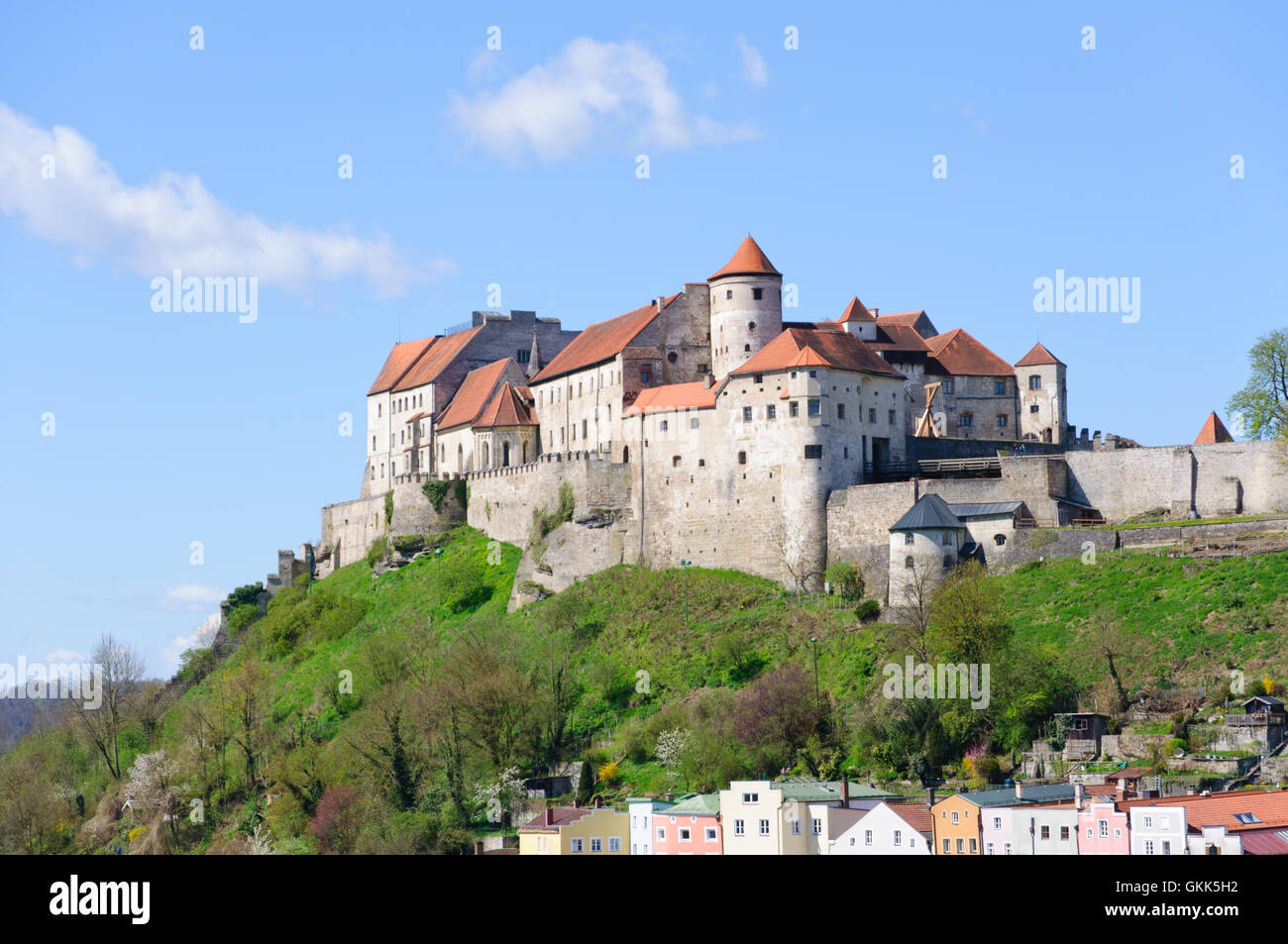 City burghausen with castle and blue sky hi-res stock photography and ...