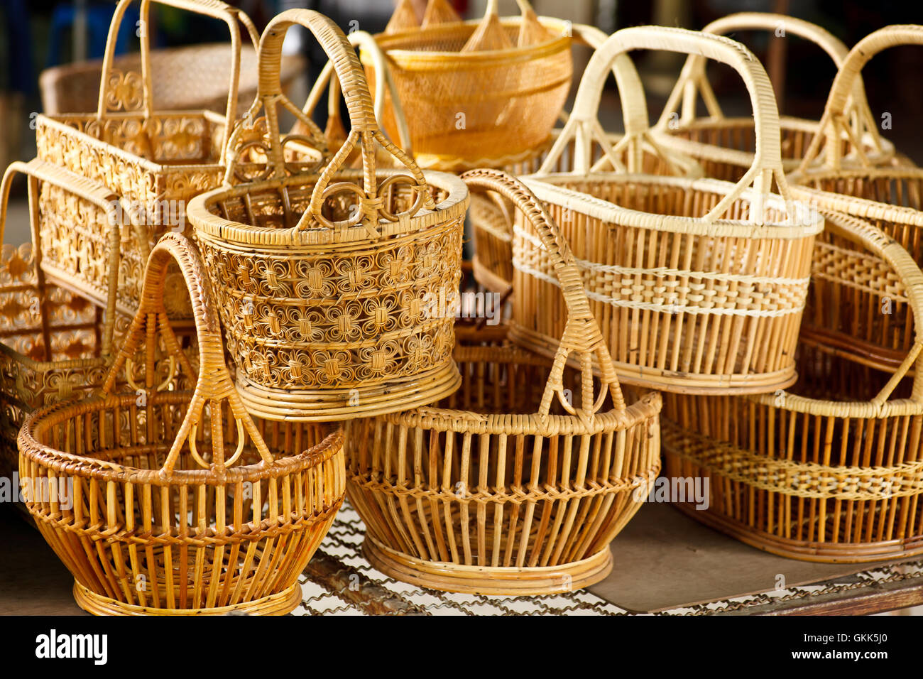Basket wicker is Thai handmade Stock Photo - Alamy