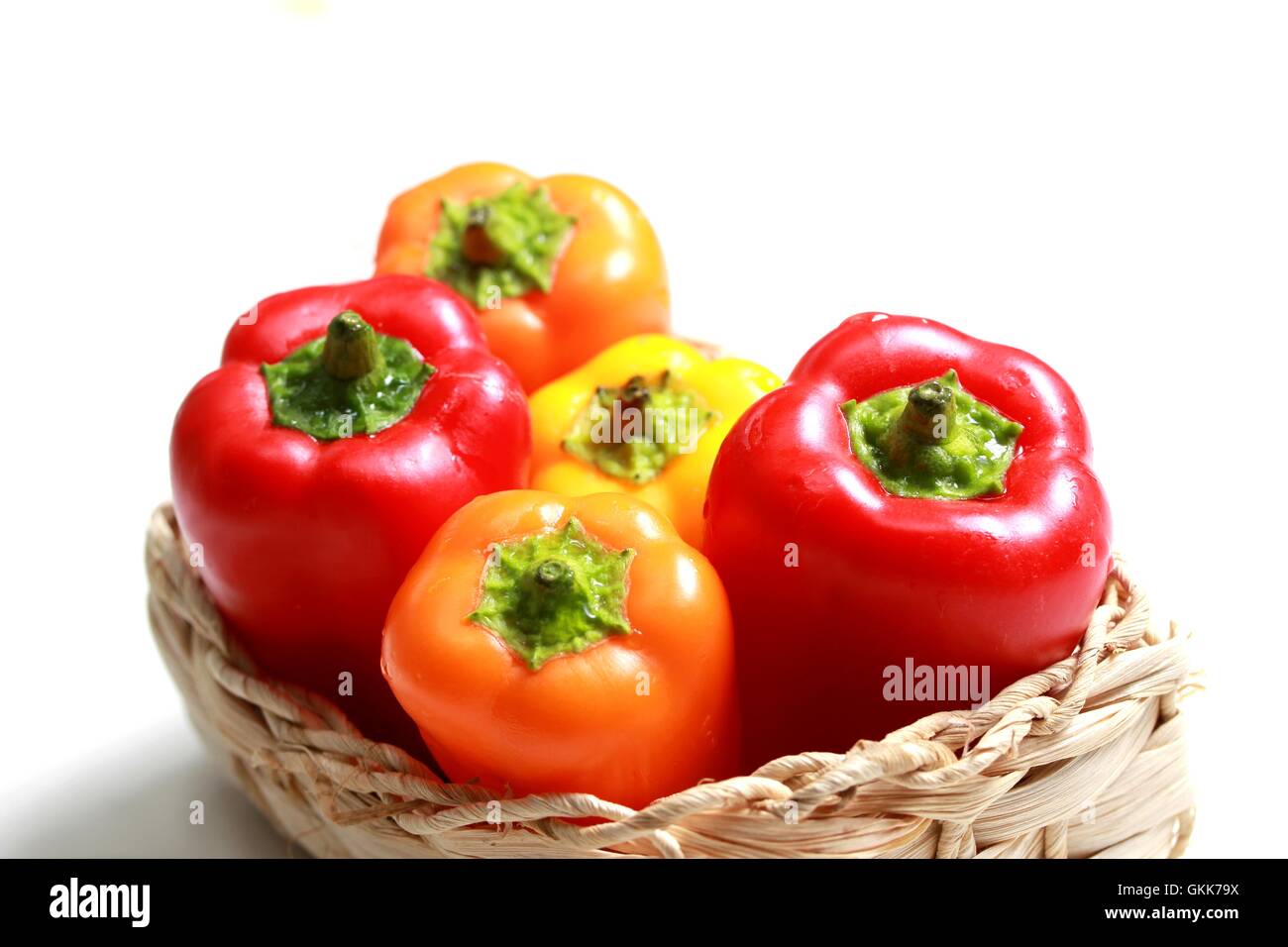 colorful mini paprika in a woven basket Stock Photo - Alamy