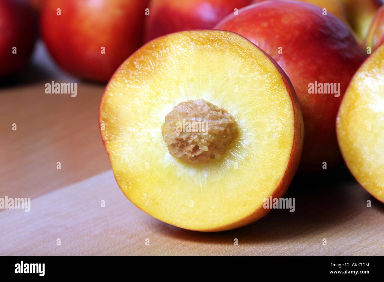 Red juicy nectarine peach hi-res stock photography and images - Alamy