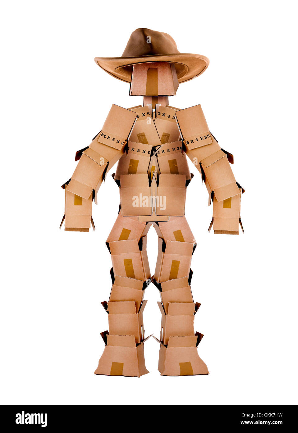 Single box man cowboy character on white Stock Photo - Alamy