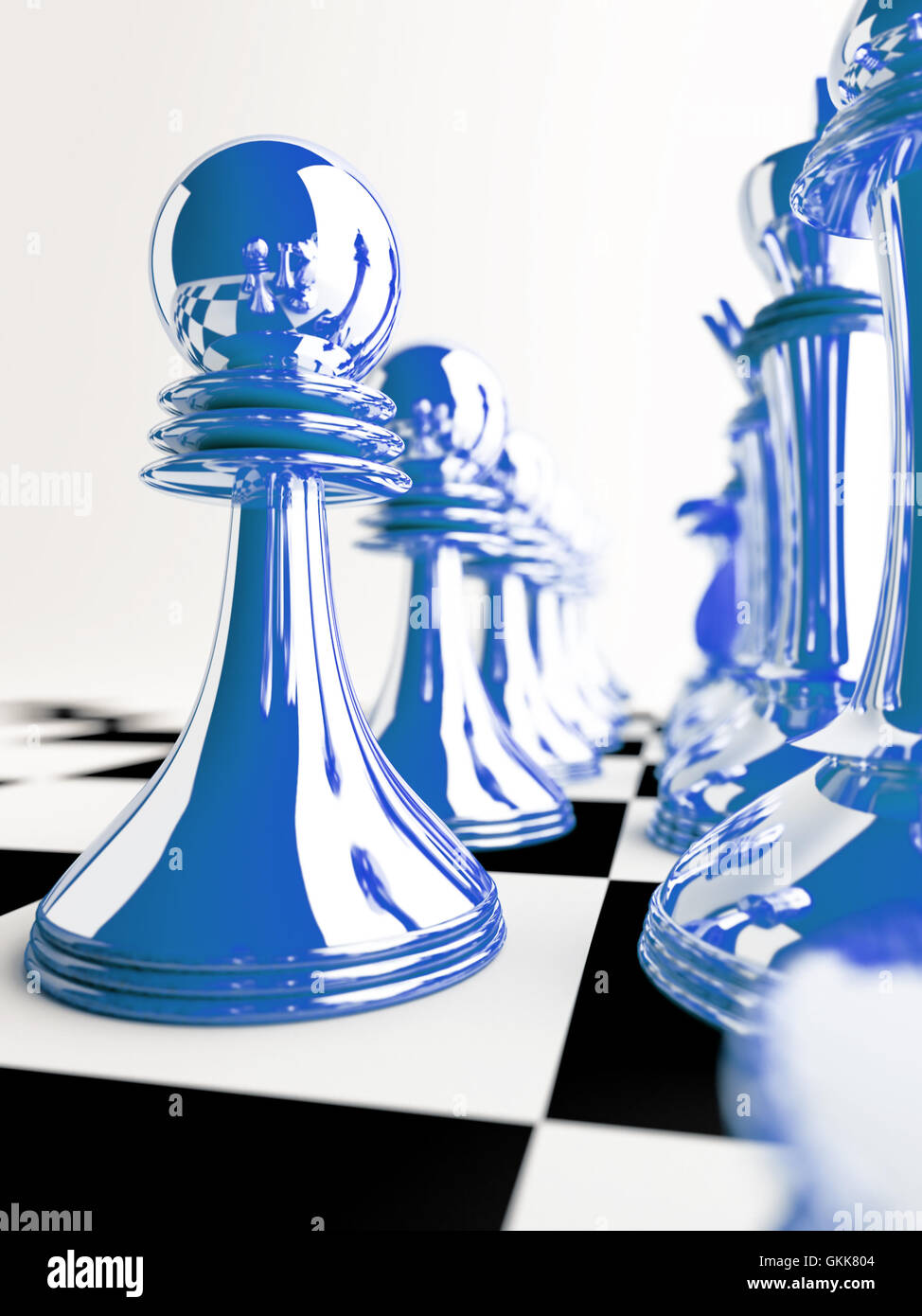 chessmen of blue color on checkered board Stock Photo - Alamy