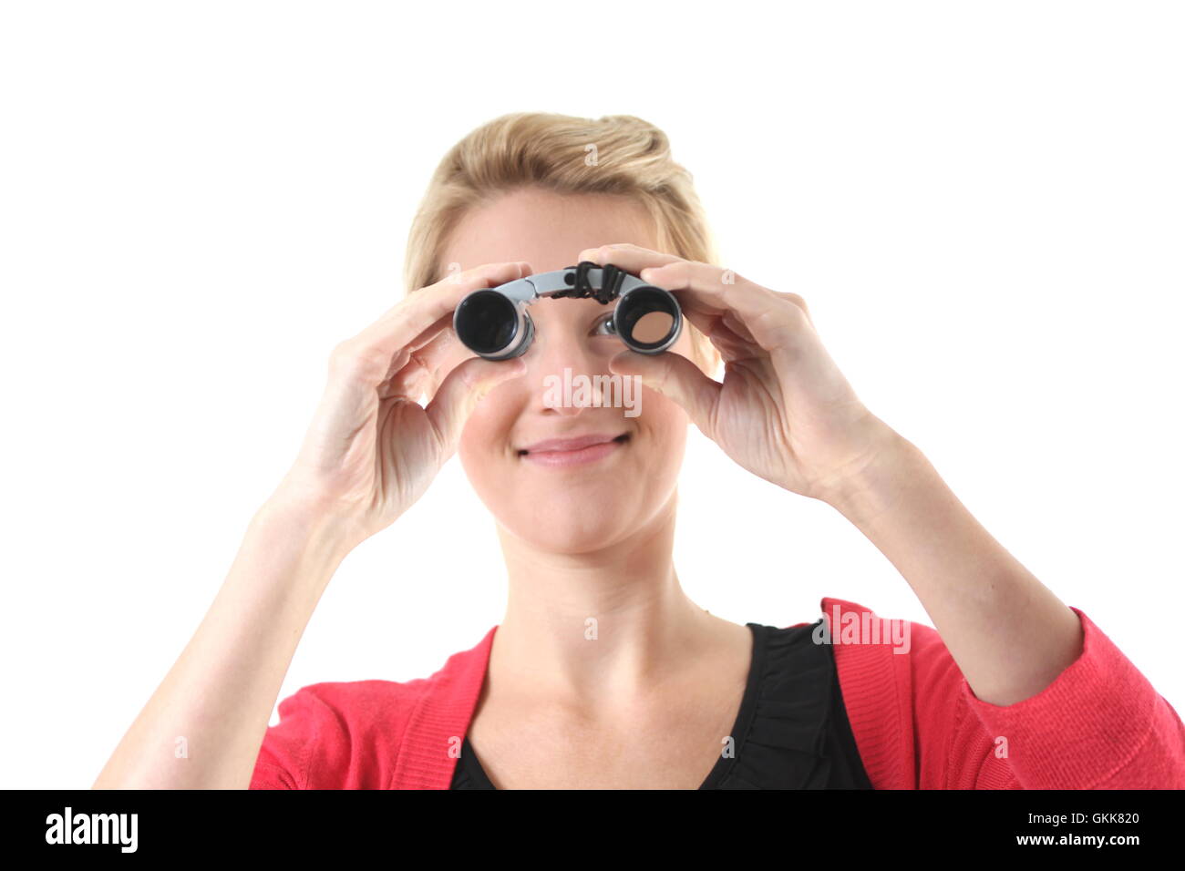 woman with binoculars Stock Photo - Alamy