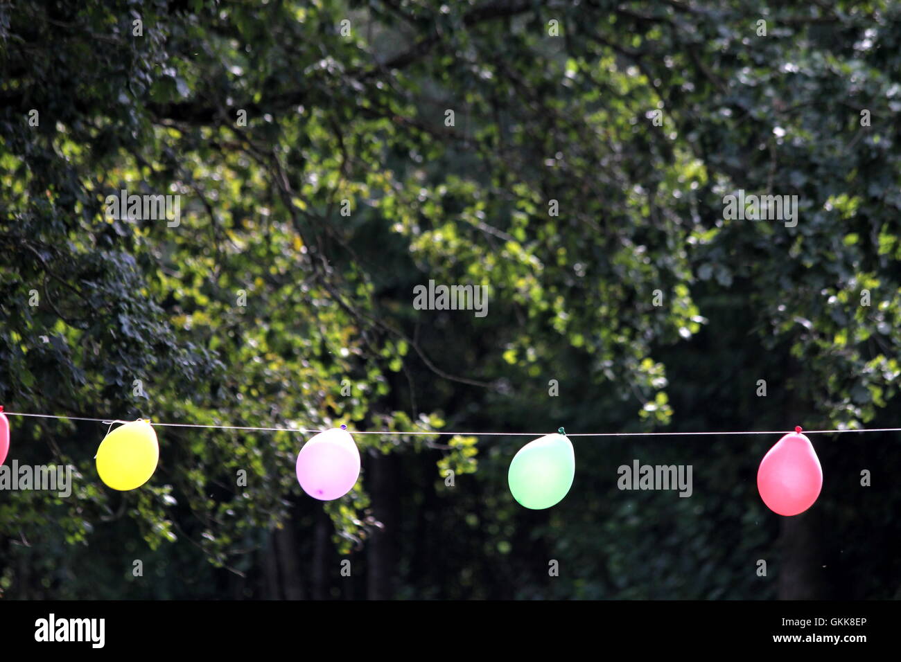 colorful party balloons on a rope Stock Photo - Alamy
