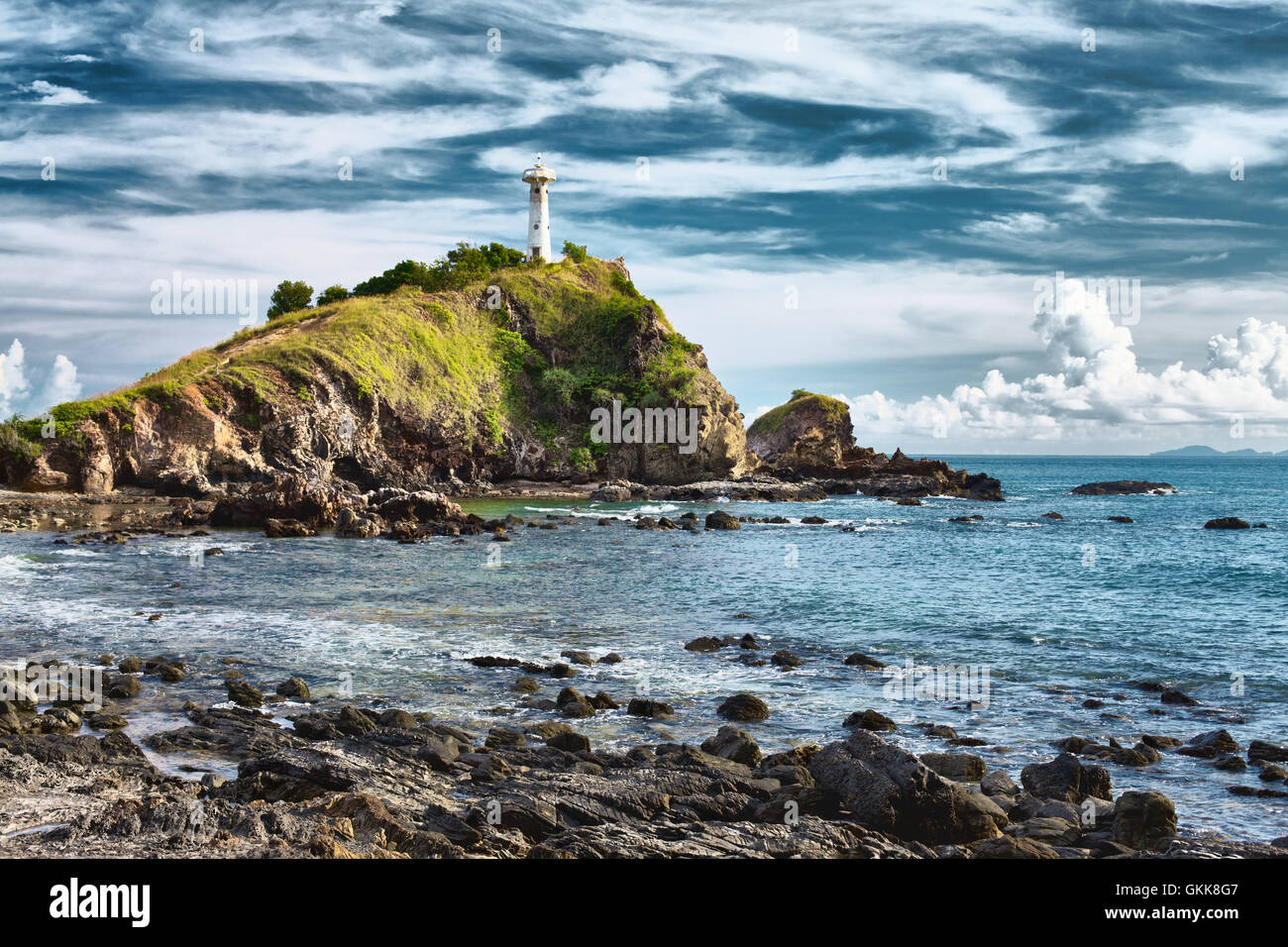 Lighthouse on a Cliff Stock Photo - Alamy