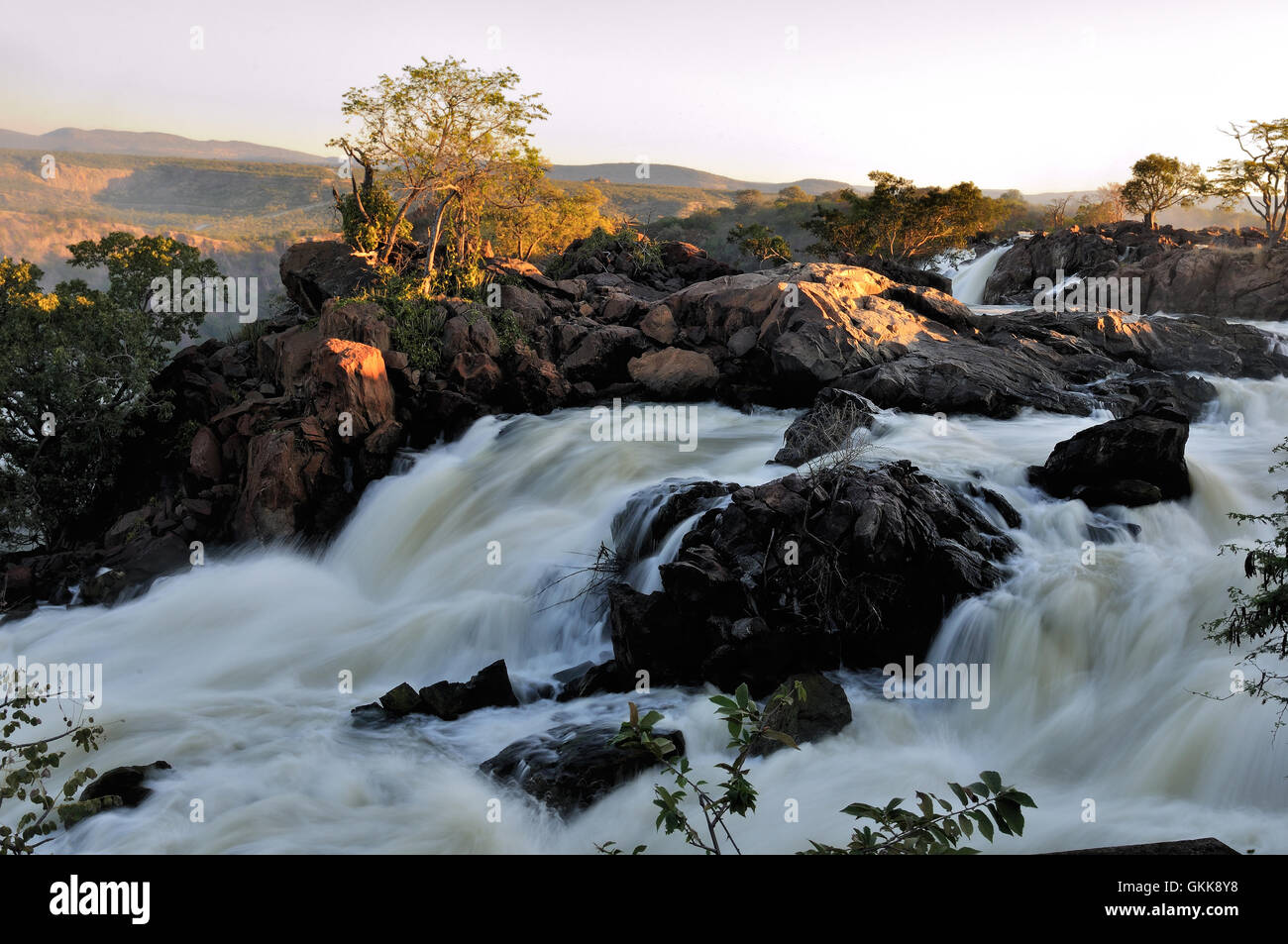 Sunset at the Ruacana waterfall, Namibia Stock Photo - Alamy