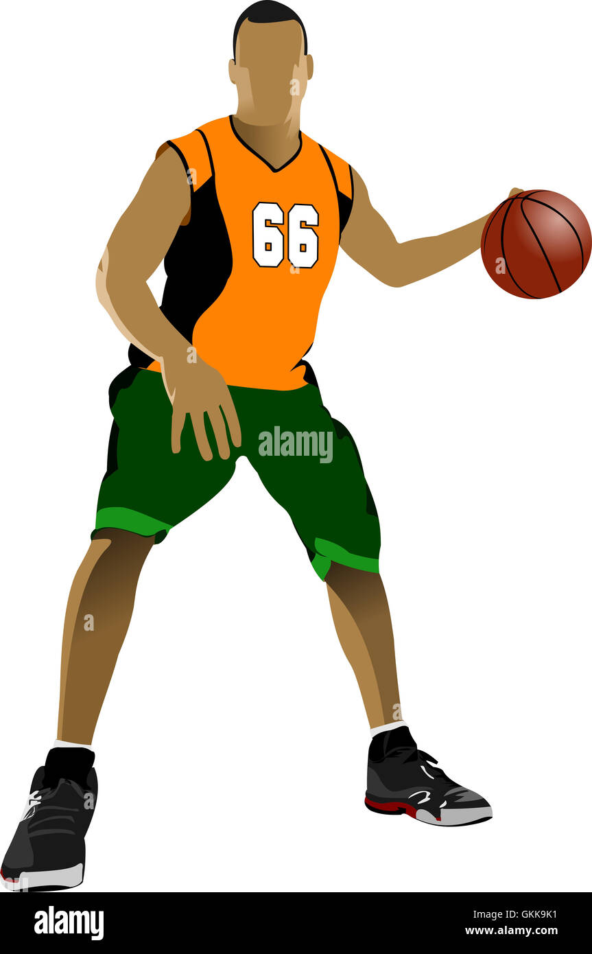Basketball players. Colored Vector illustration for designers Stock ...