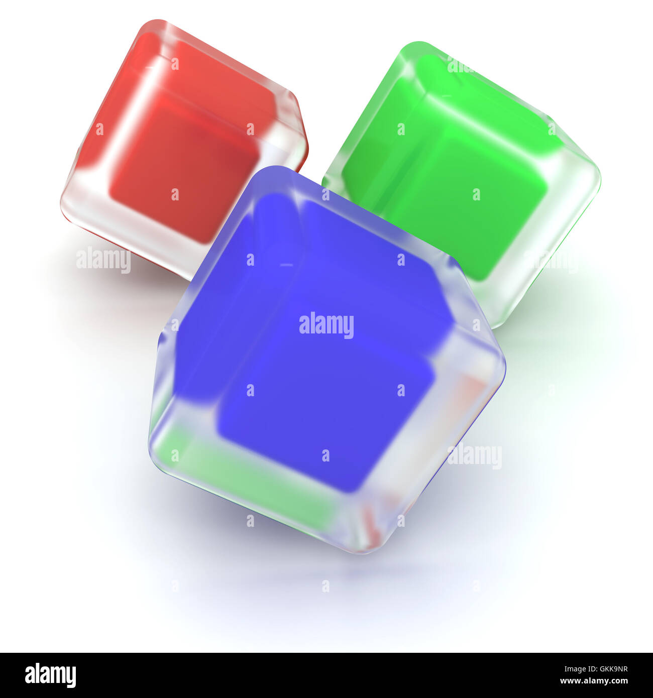Abstract red green and blue cubes on white background Stock Photo - Alamy