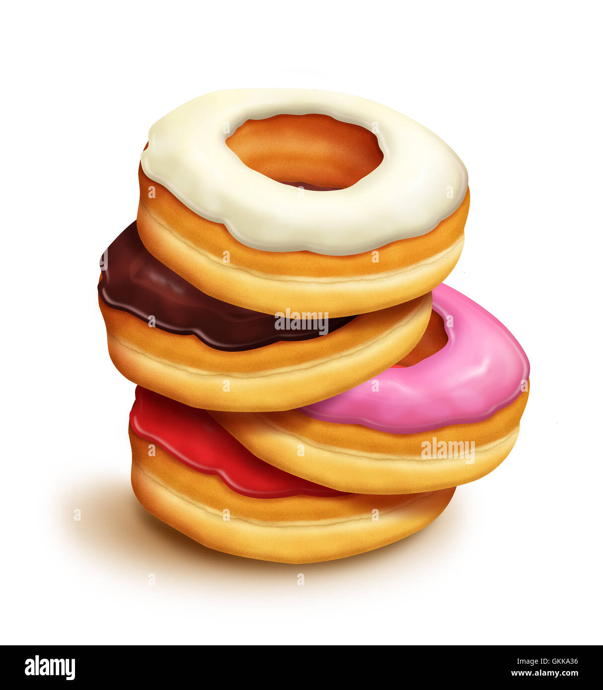 A Stack of Doughnuts with Icing Stock Photo - Alamy