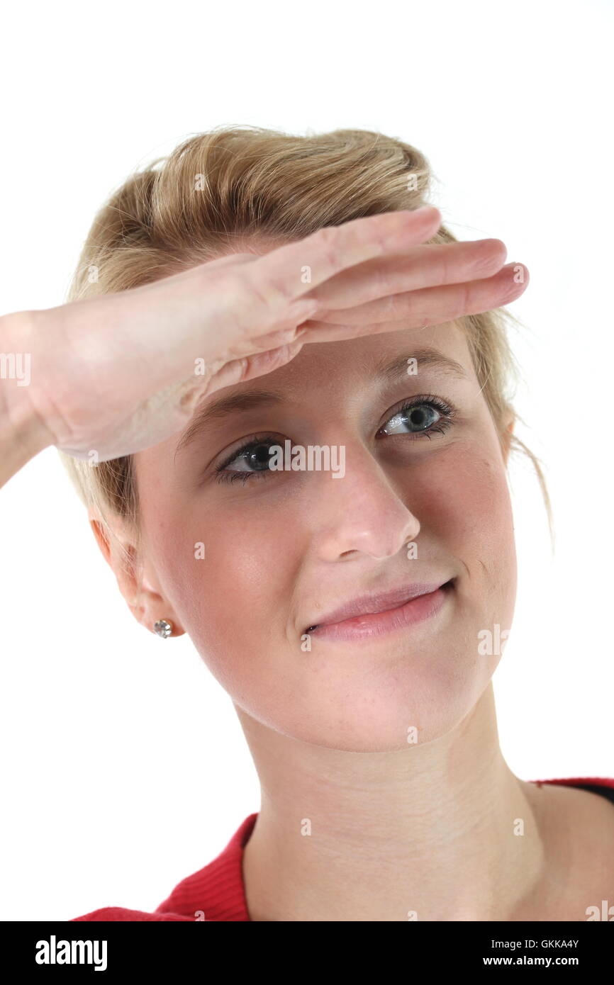 pretty girl looks around Stock Photo - Alamy