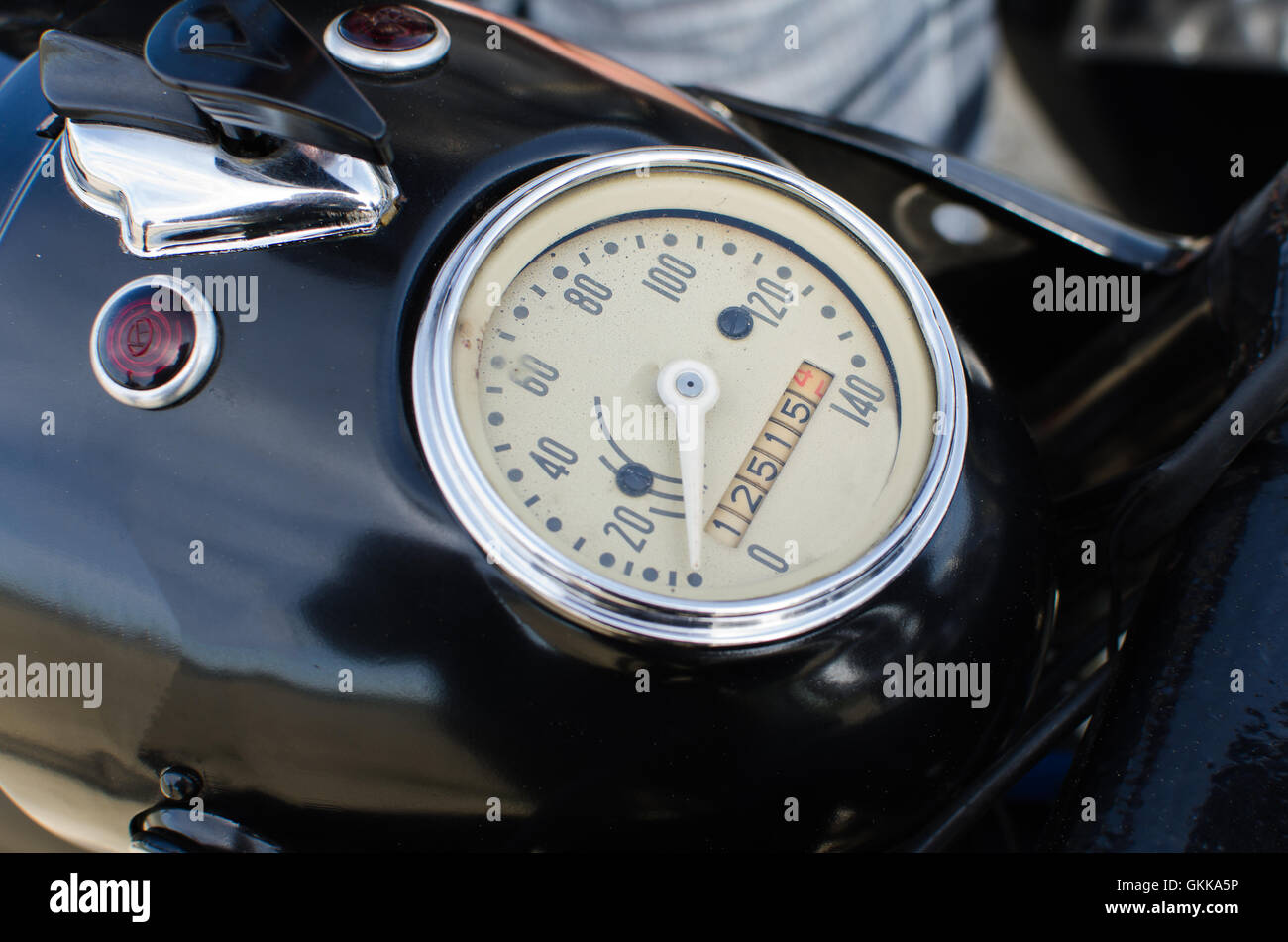 Old motorcycle speedometer, Close-up view Stock Photo - Alamy