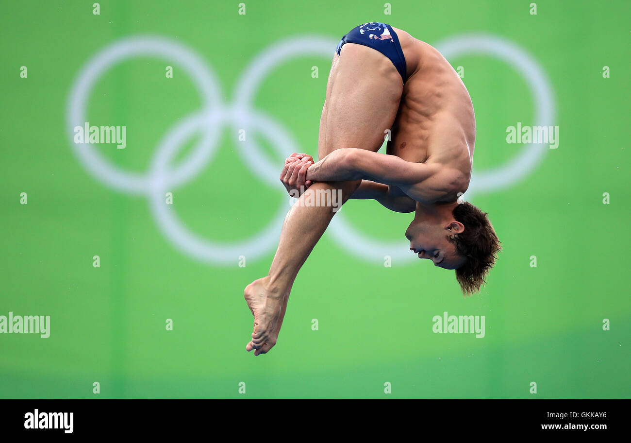 Tom Daley during the Men's 10m Platform Semi Final at Maria Lenk ...