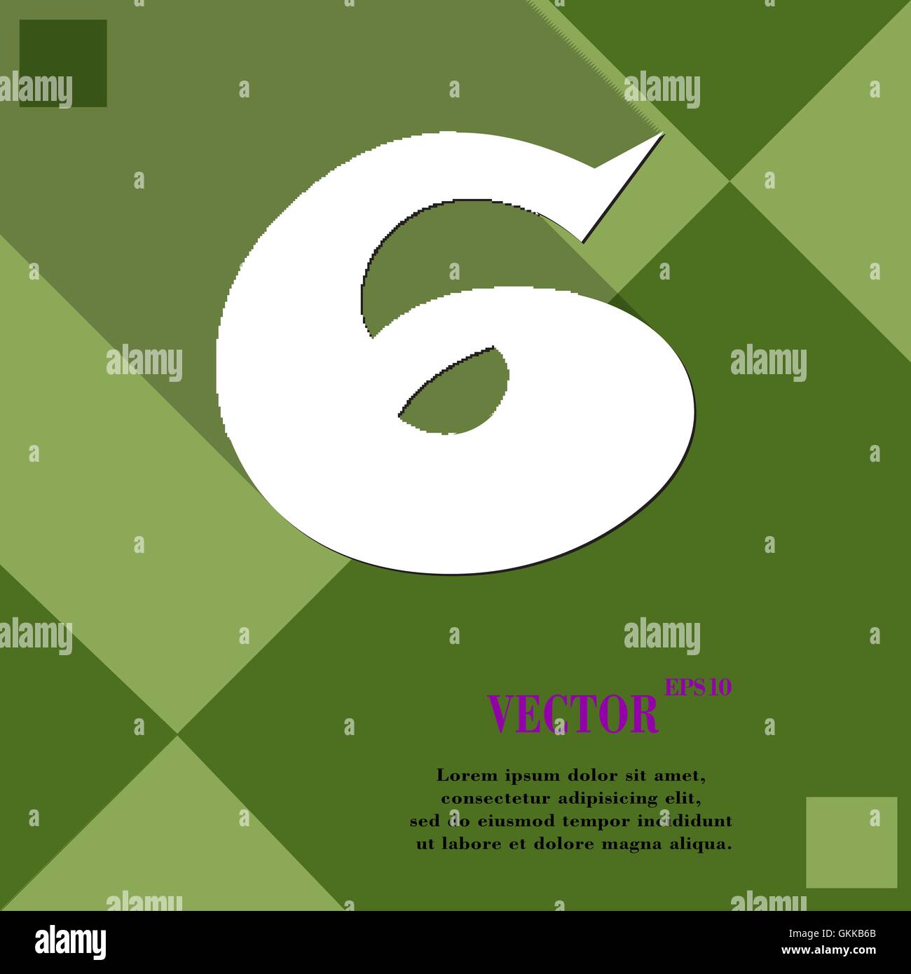 number six icon symbol Flat modern web design with long shadow and ...