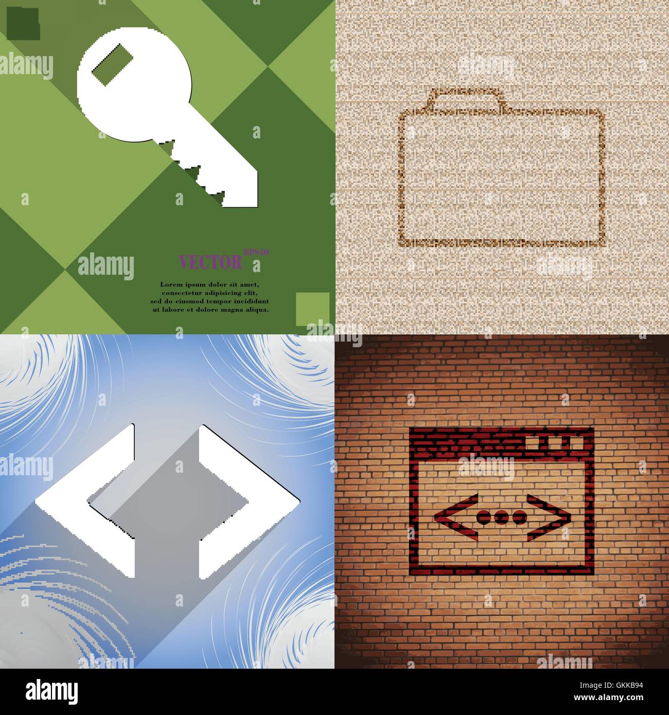 Set of abstract backgrounds with different web icons Stock Vector Image ...