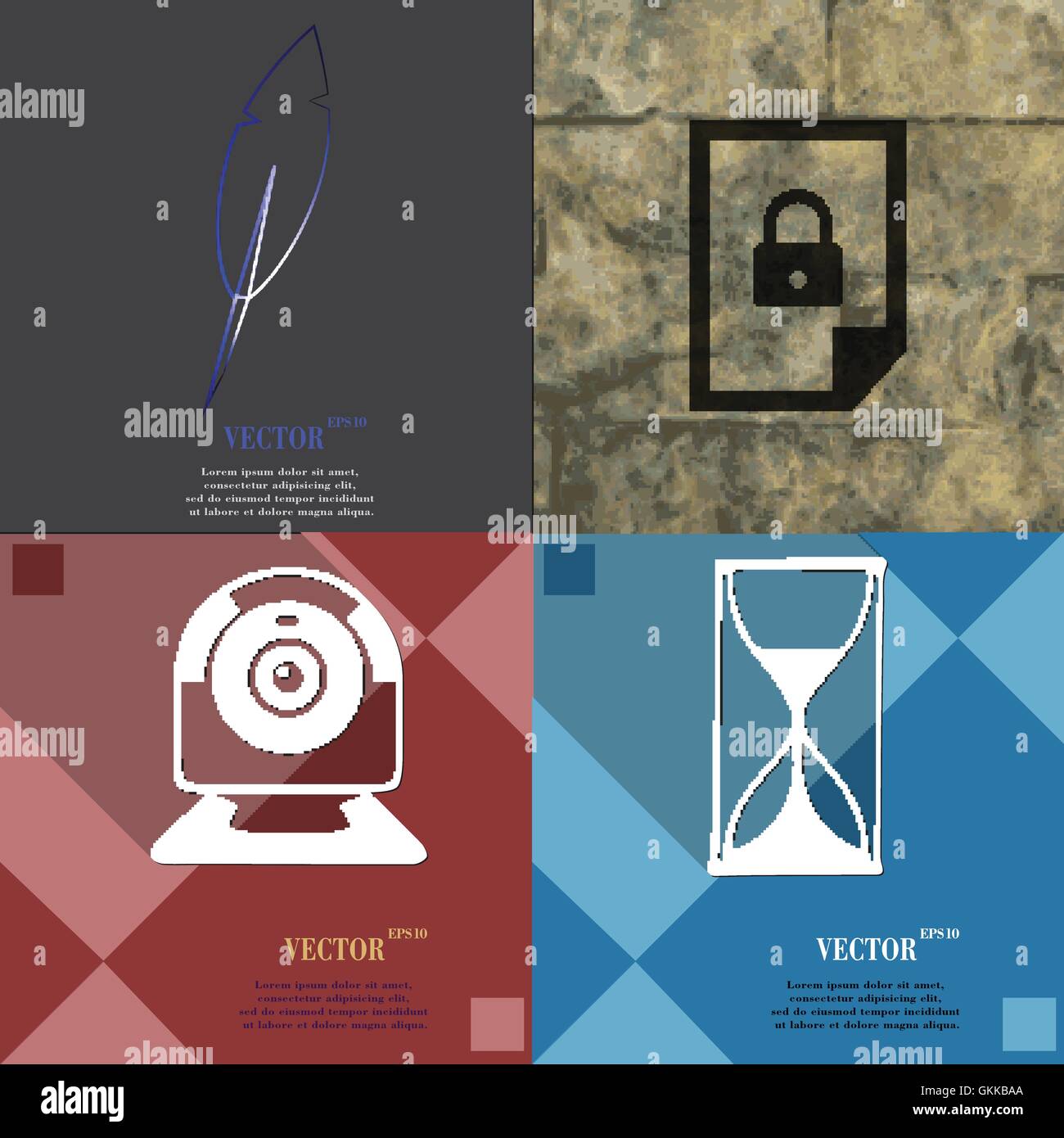 Set of abstract backgrounds with different web icons Stock Vector Image ...