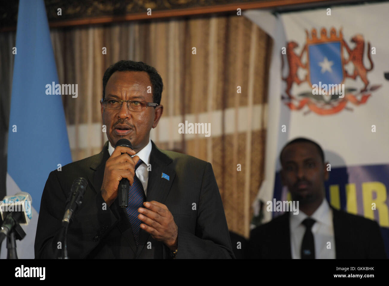 Somali Prime Minister Abdi Farah Shirdon Saaid addresses the Juba ...