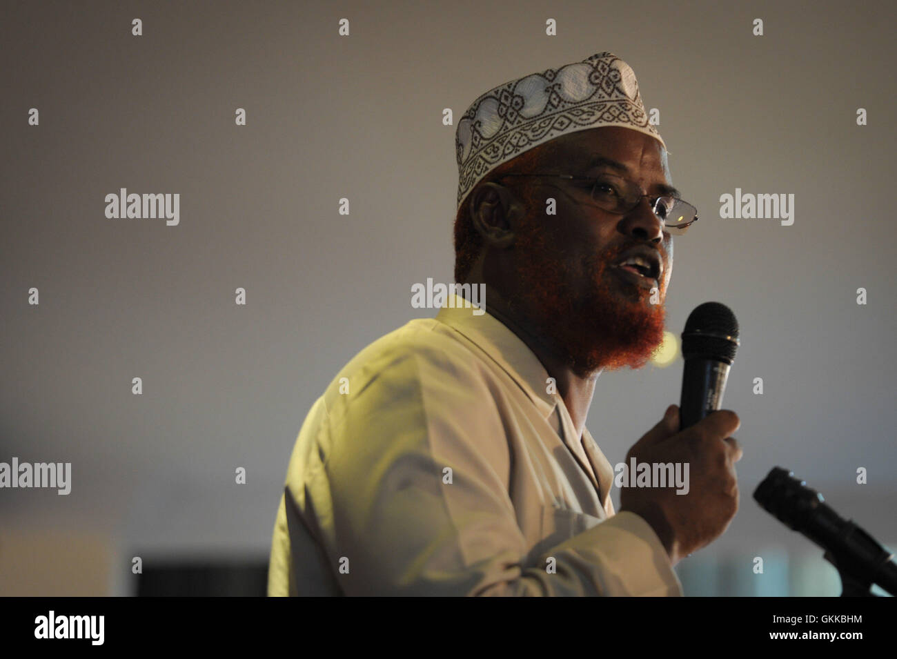Ahmed Madobe, leader of the Juba Interim Administration, delivers a ...