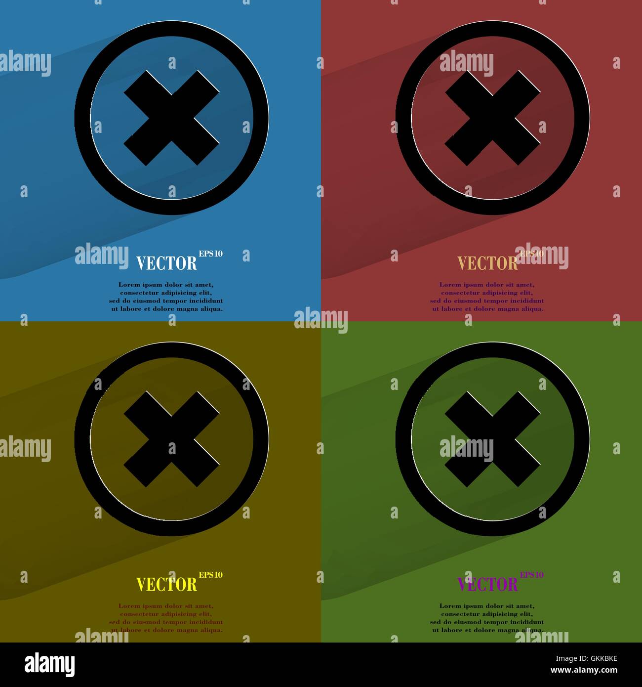 Color set cancel. Flat modern web button with long shadow and space for ...