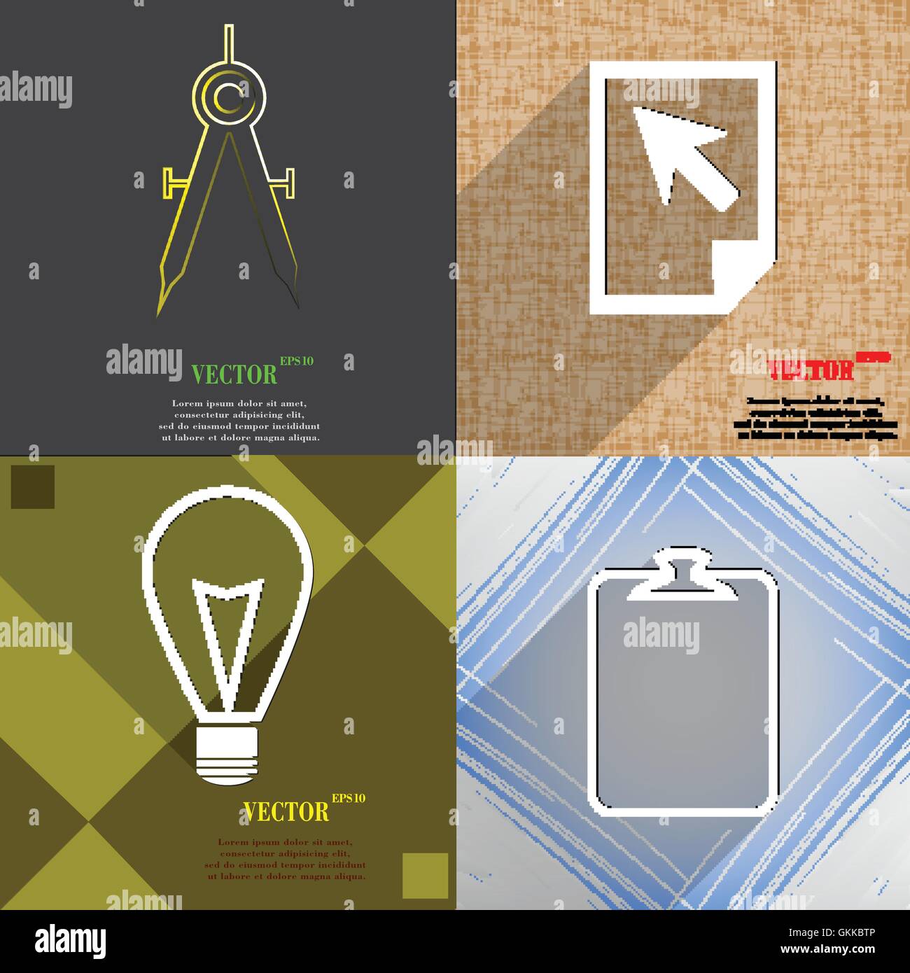 Set of abstract backgrounds with different web icons Stock Vector Image ...