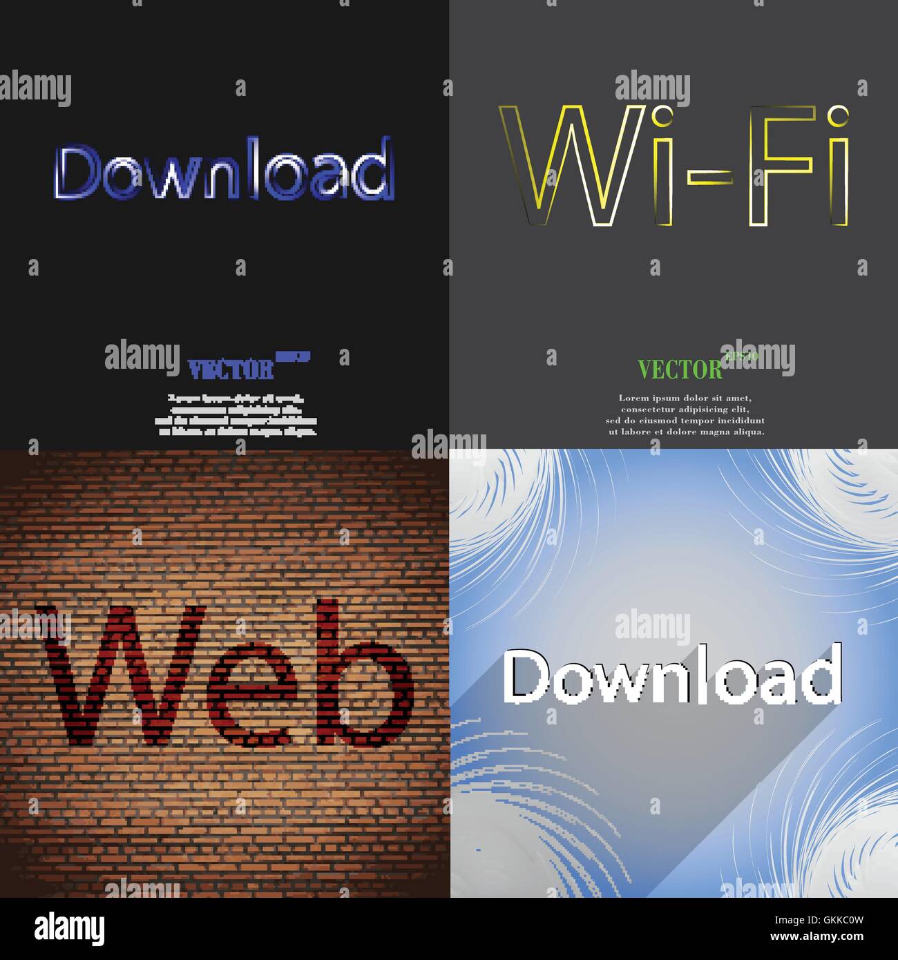 Set of the most popular web design icons on abstract background Stock ...