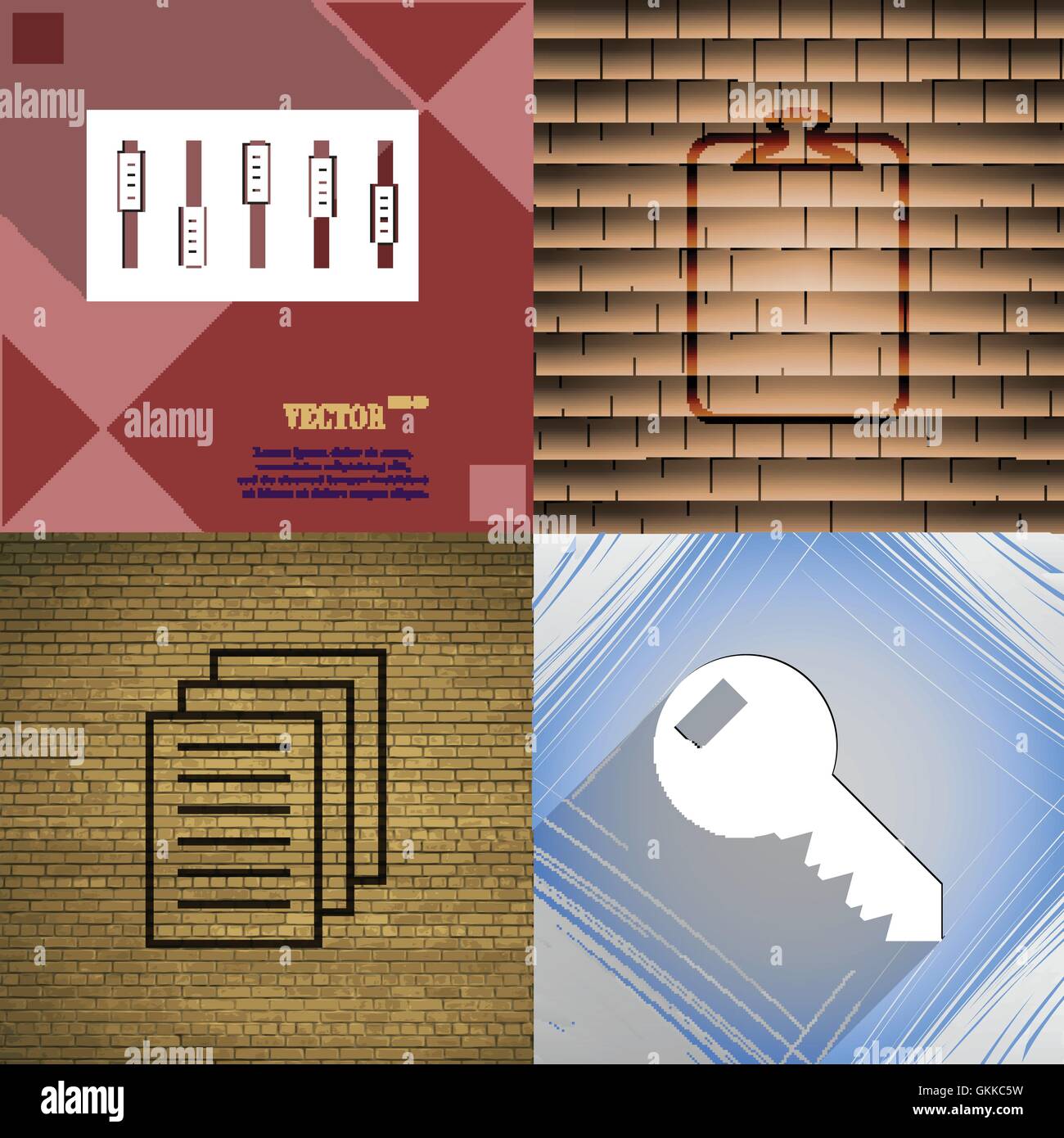 Set of abstract backgrounds with different web icons Stock Vector Image ...