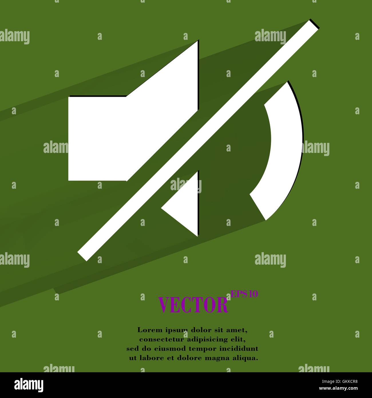 Mute sound. Flat modern web button with long shadow and space for your text Stock Vector Image ...