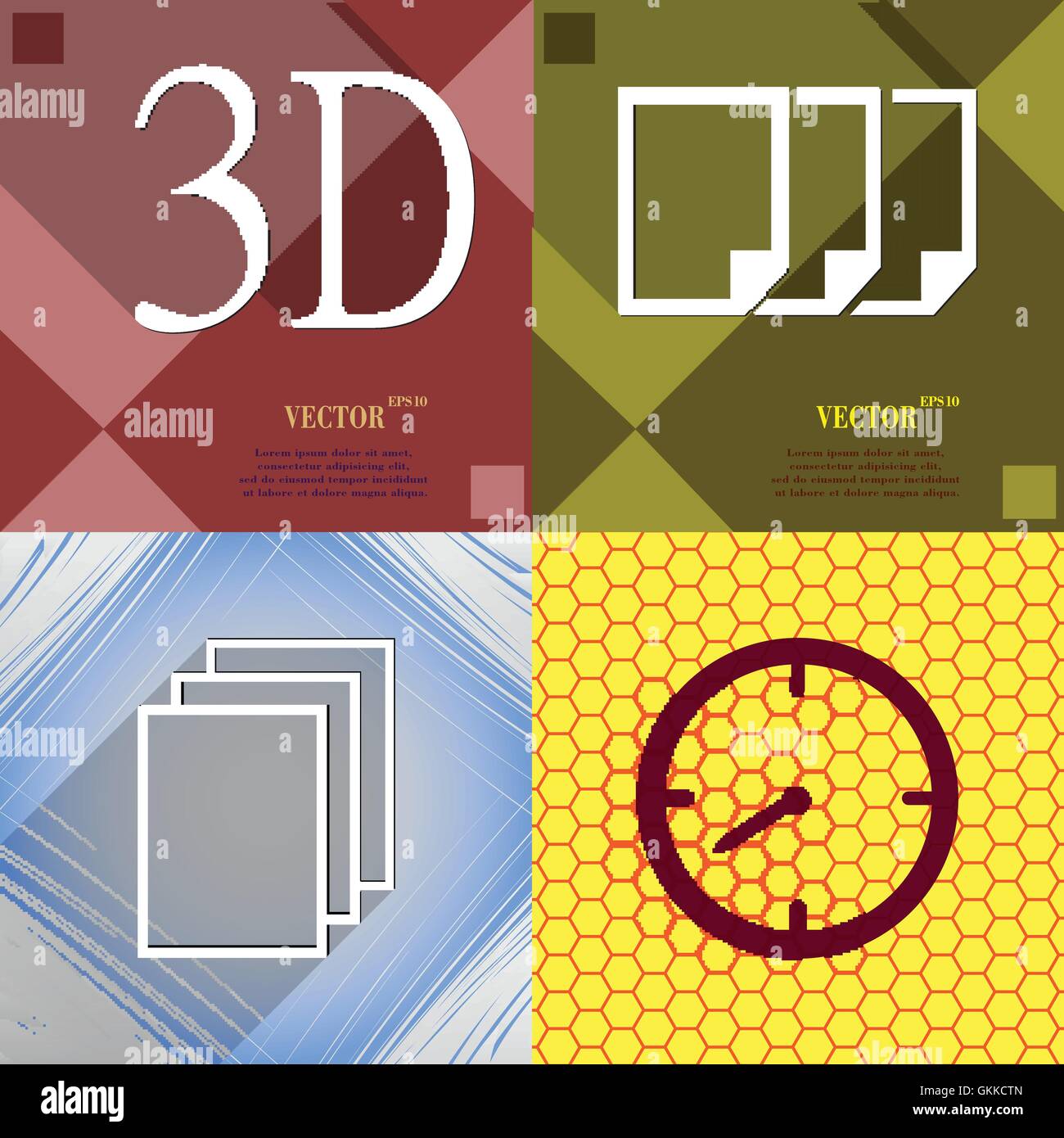 Set of abstract backgrounds with different web icons Stock Vector Image ...