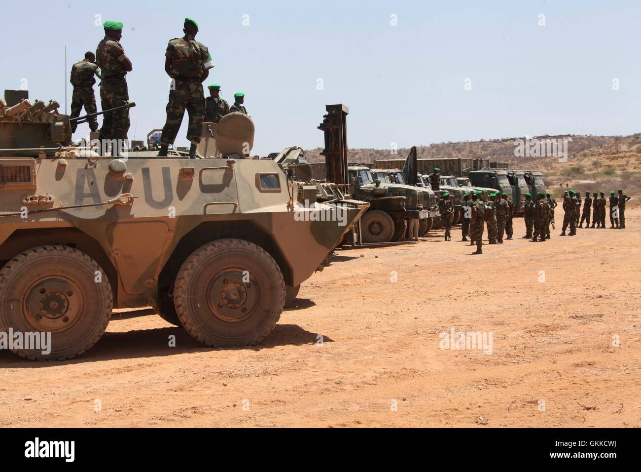 African Union tanks and military vehicles are showcased during a ...