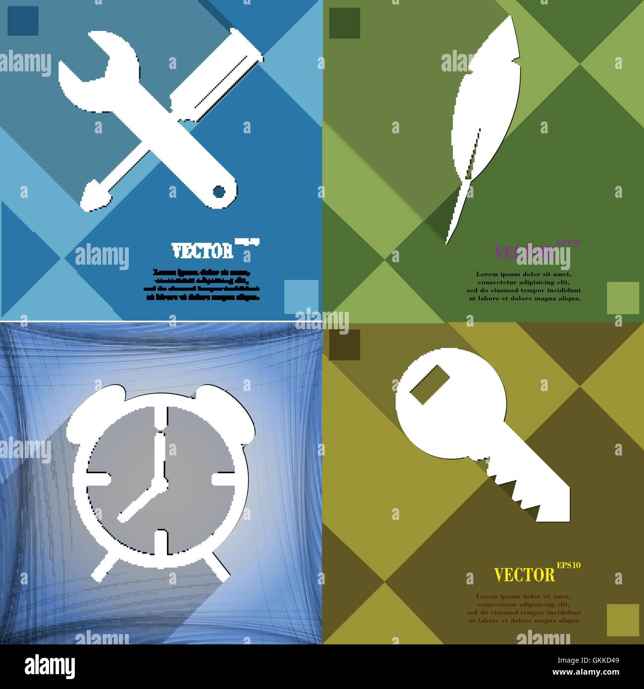 Set of abstract backgrounds with different web icons Stock Vector Image ...