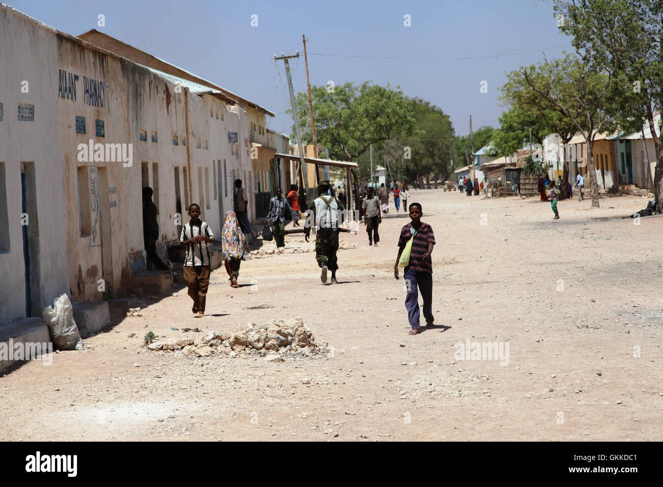 People walking on the streets of Hudur capital city of Bakol Somalia on ...
