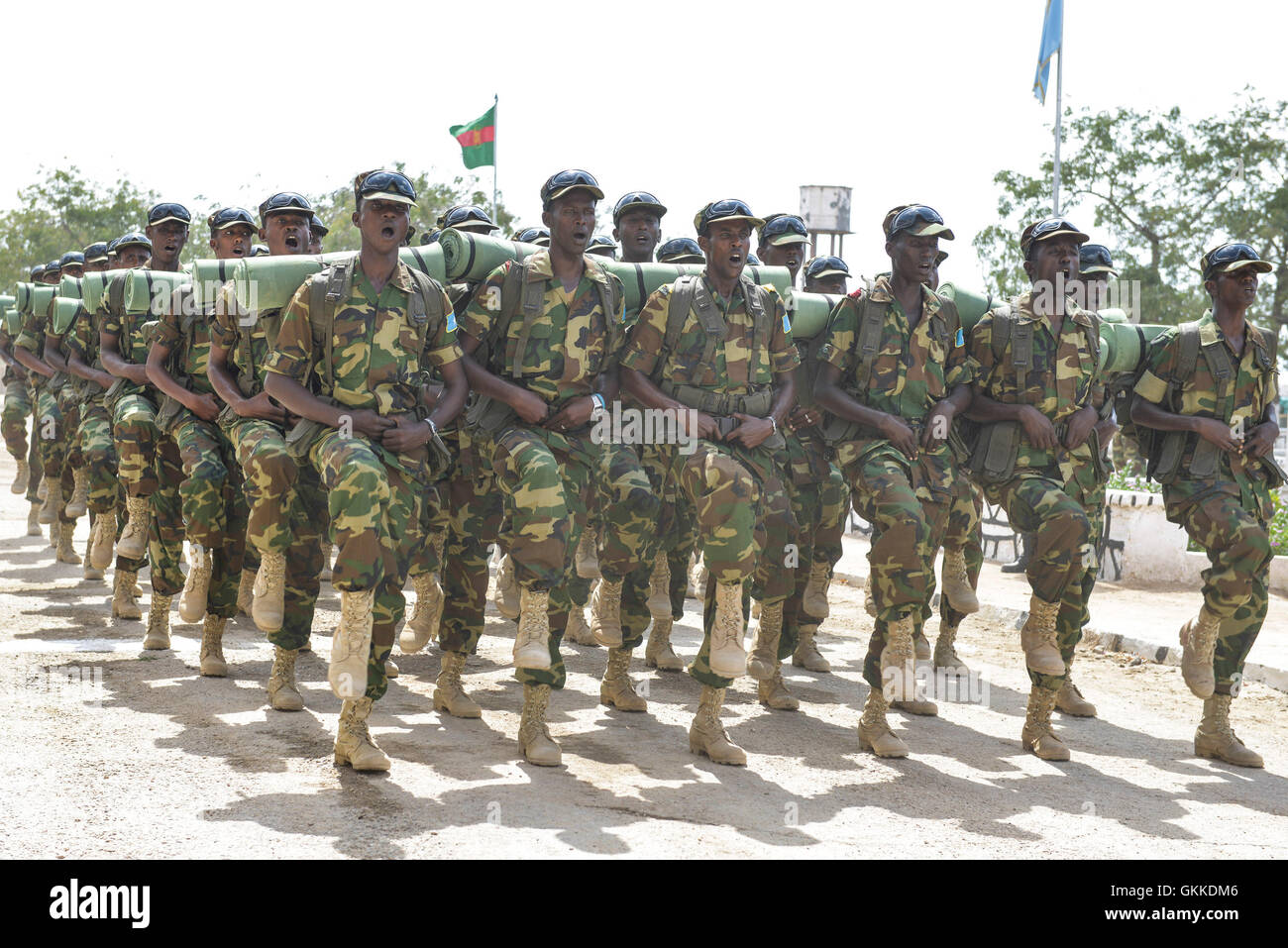 The Somali National Army's elite Special Commando unit, DANAB, marches ...