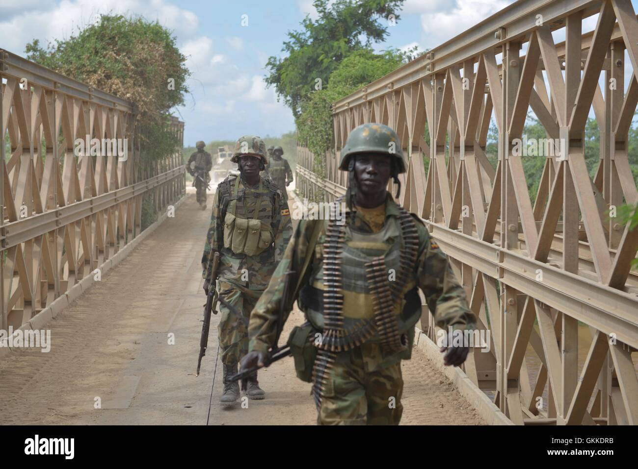 African Union soldiers, as part of the Ugandan contingent of AMISOM ...
