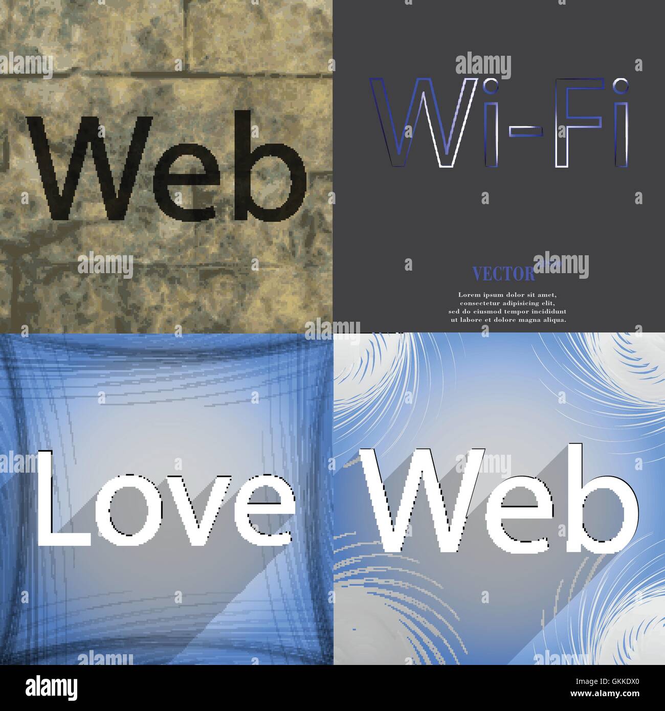 Set of the most popular web design icons on abstract background Stock ...