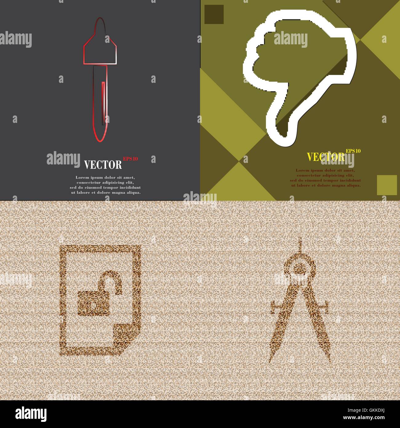 Set of abstract backgrounds with different web icons Stock Vector Image ...