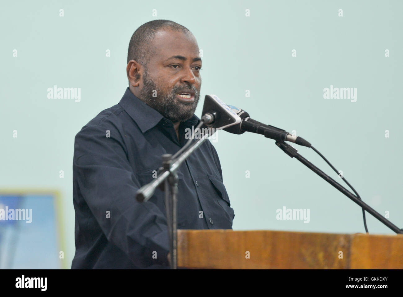 Minister of Labour Luqman Sheikh Ismail delivers a speech at the launch ...