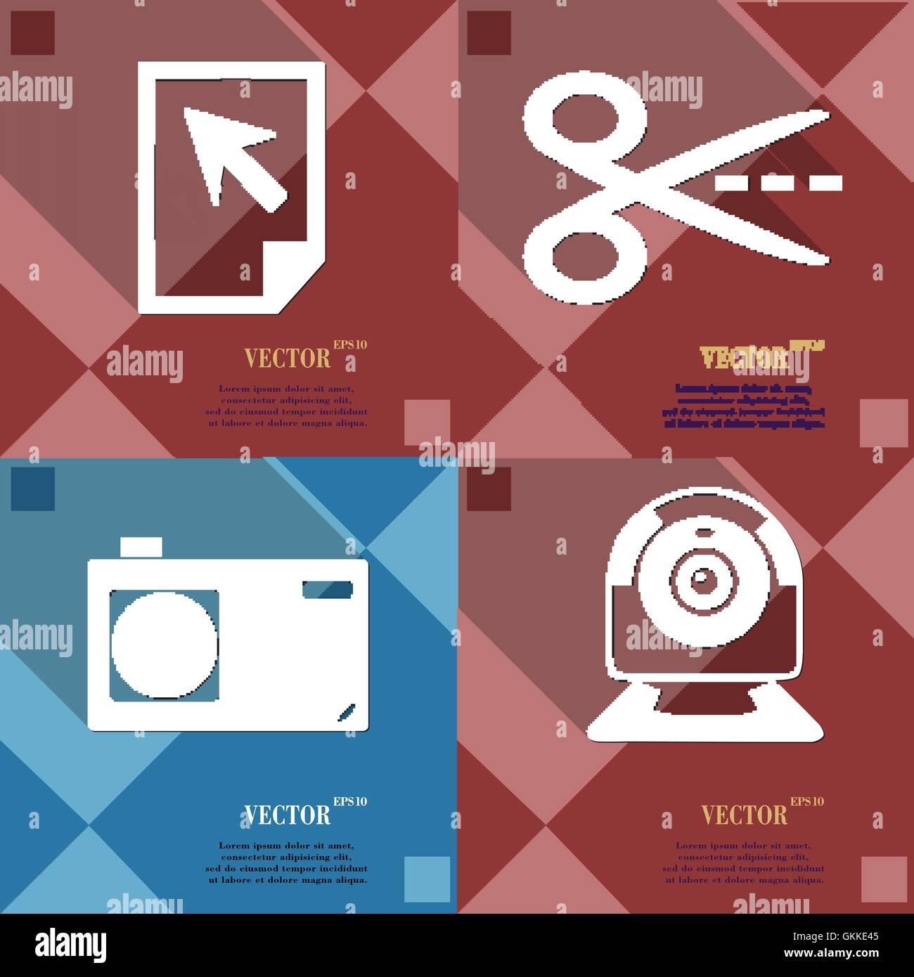 Set of abstract backgrounds with different web icons Stock Vector Image ...