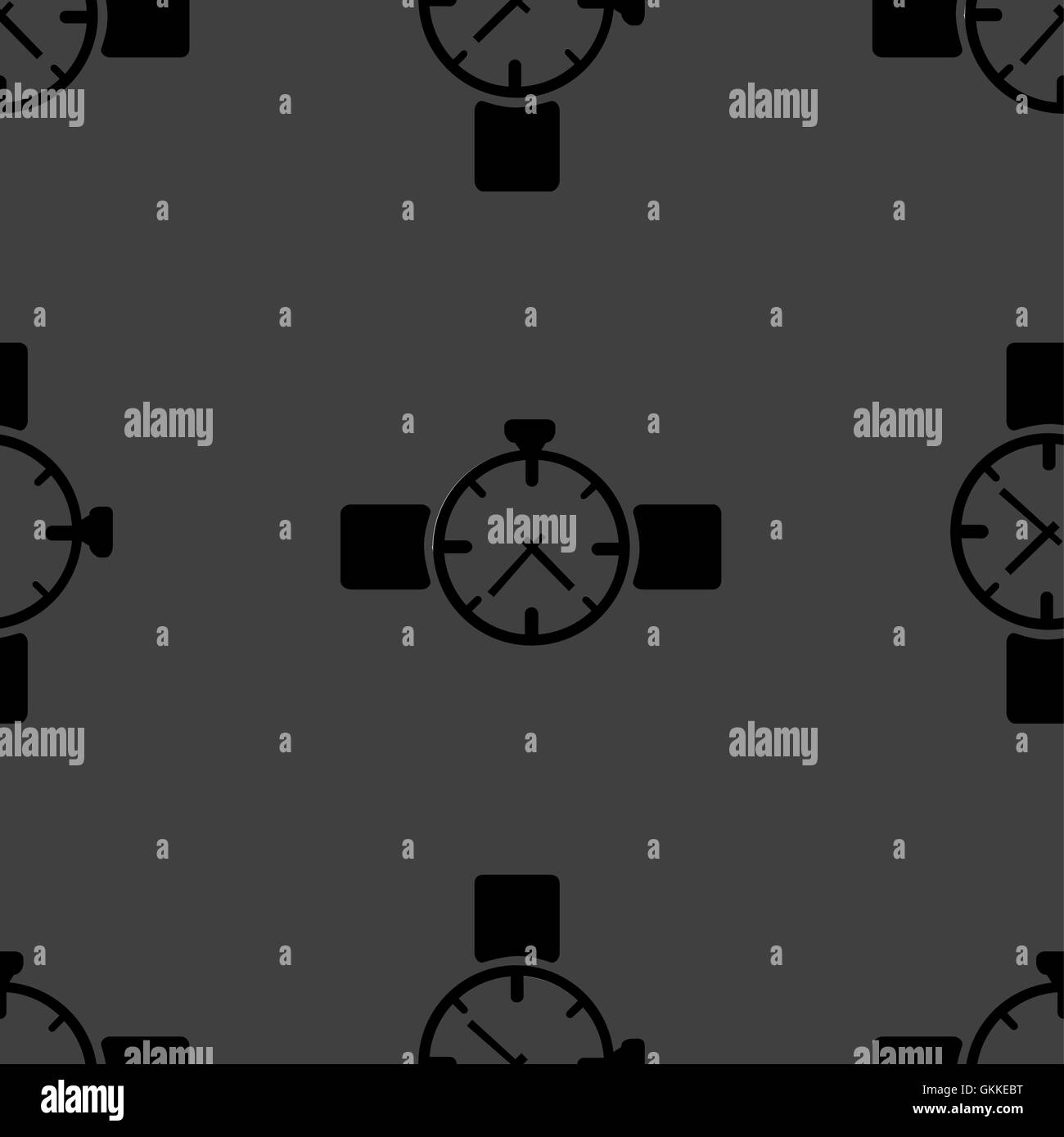 Watch,clock web icon. flat design. Seamless gray pattern Stock Vector Image & Art - Alamy