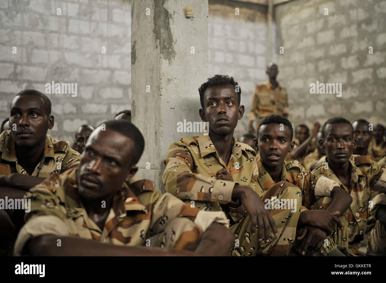 Members of the Somali National Army (SNA) attend a ceremony on June 18 ...