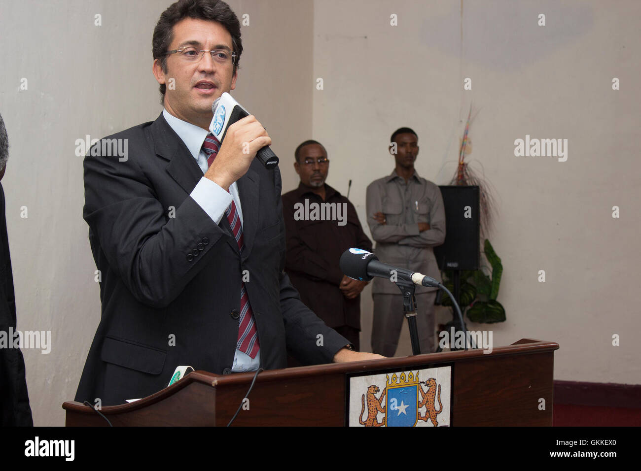 European Union Special Envoy, Michele Cervone D'Urso, gives a speech ...