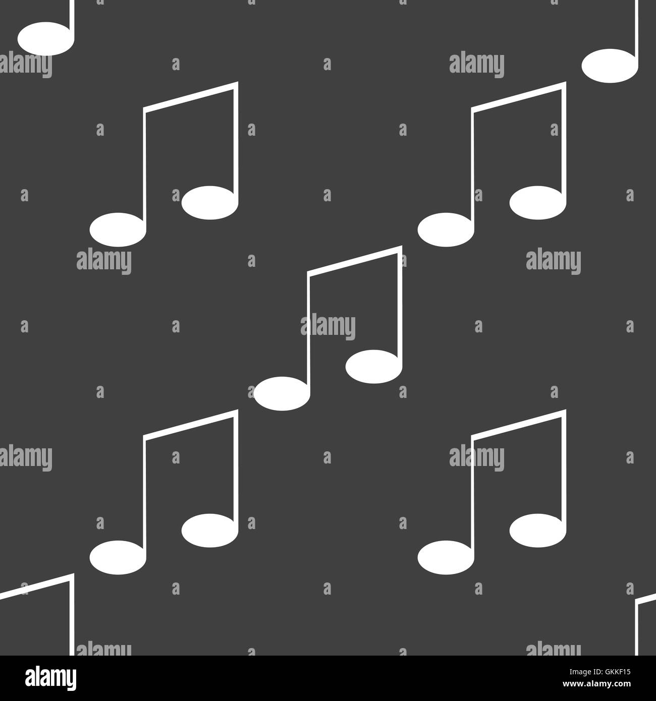 Music elements notes web icon. flat design. Seamless gray pattern Stock ...