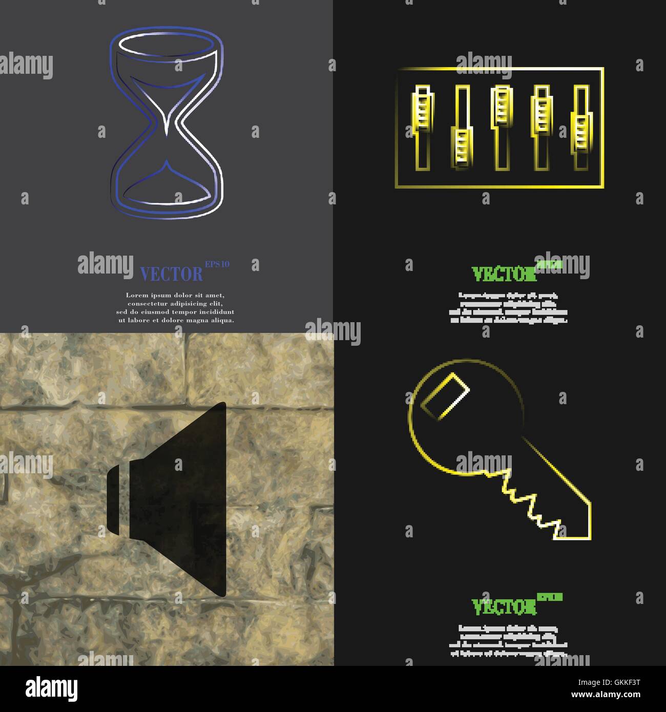 Set of abstract backgrounds with different web icons Stock Vector Image ...