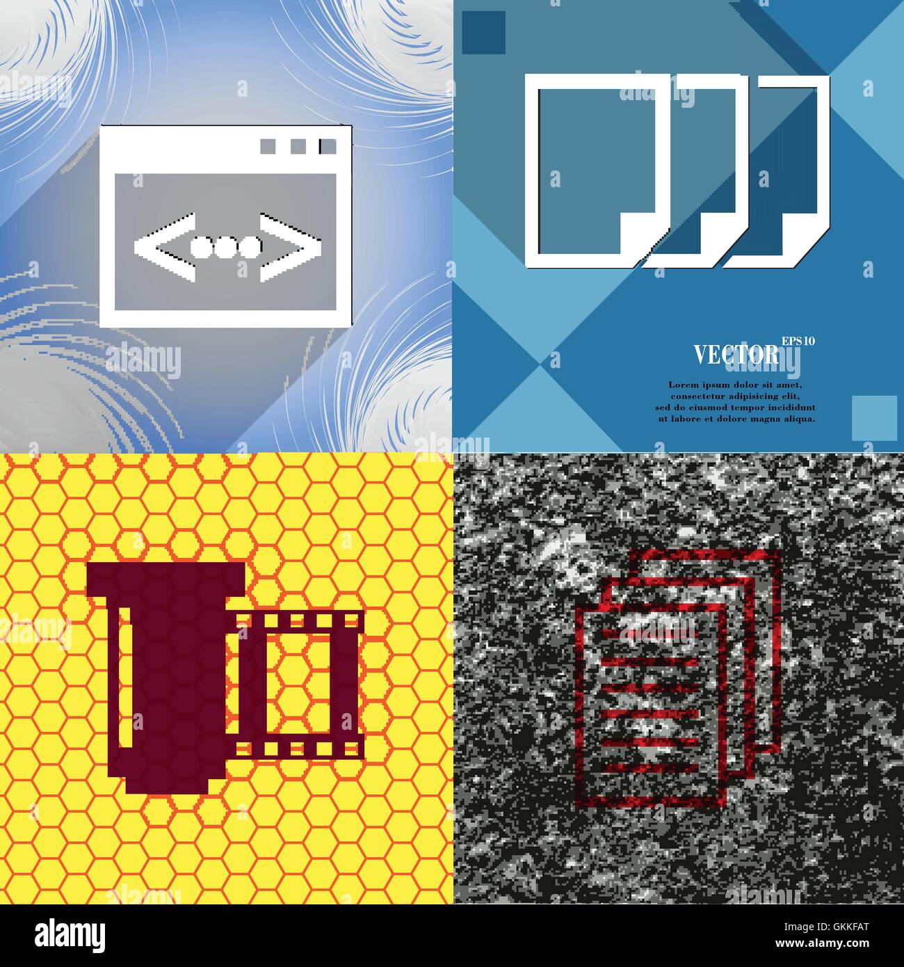 Set of abstract backgrounds with different web icons Stock Vector Image ...