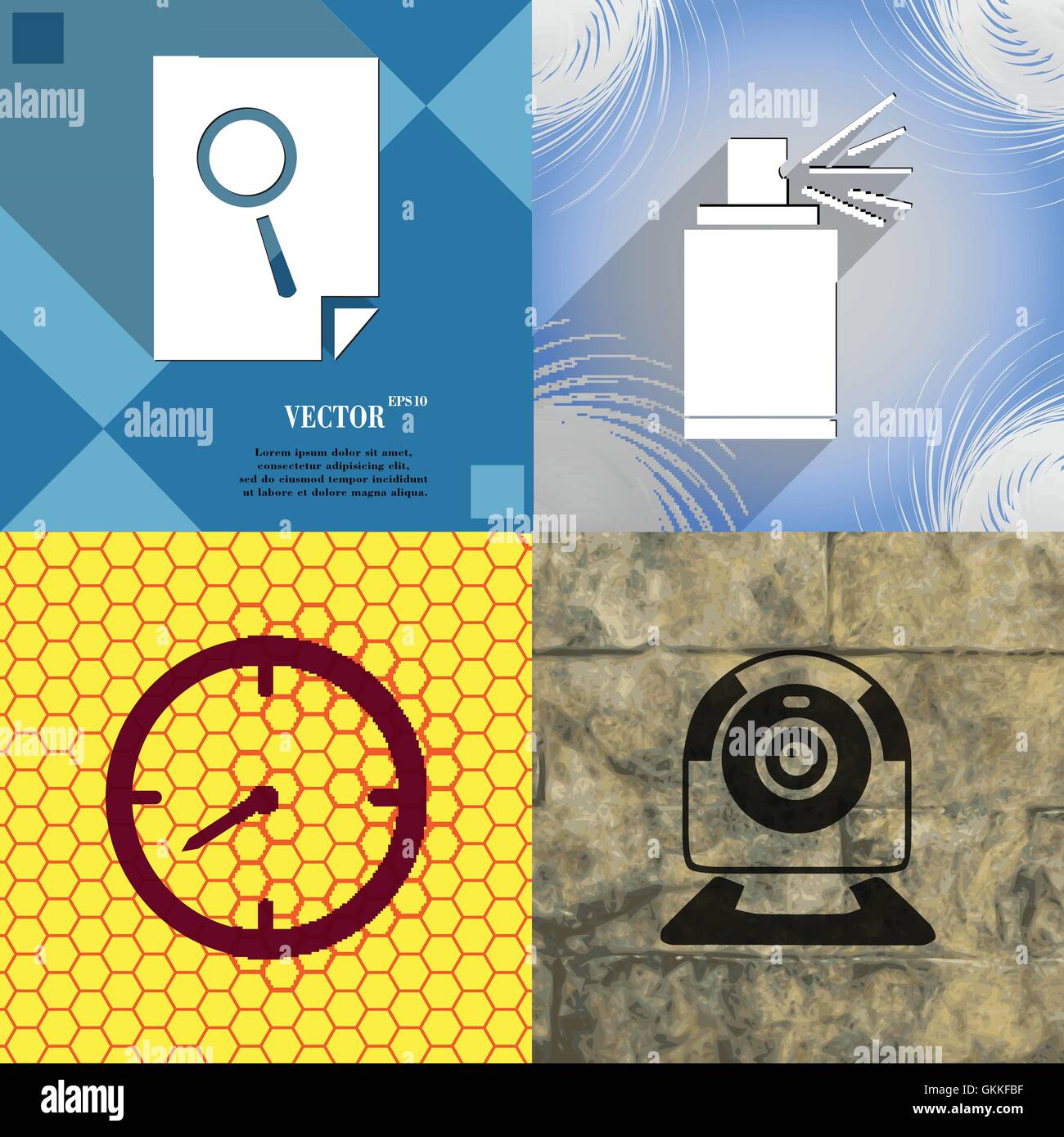 Set of abstract backgrounds with different web icons Stock Vector Image ...